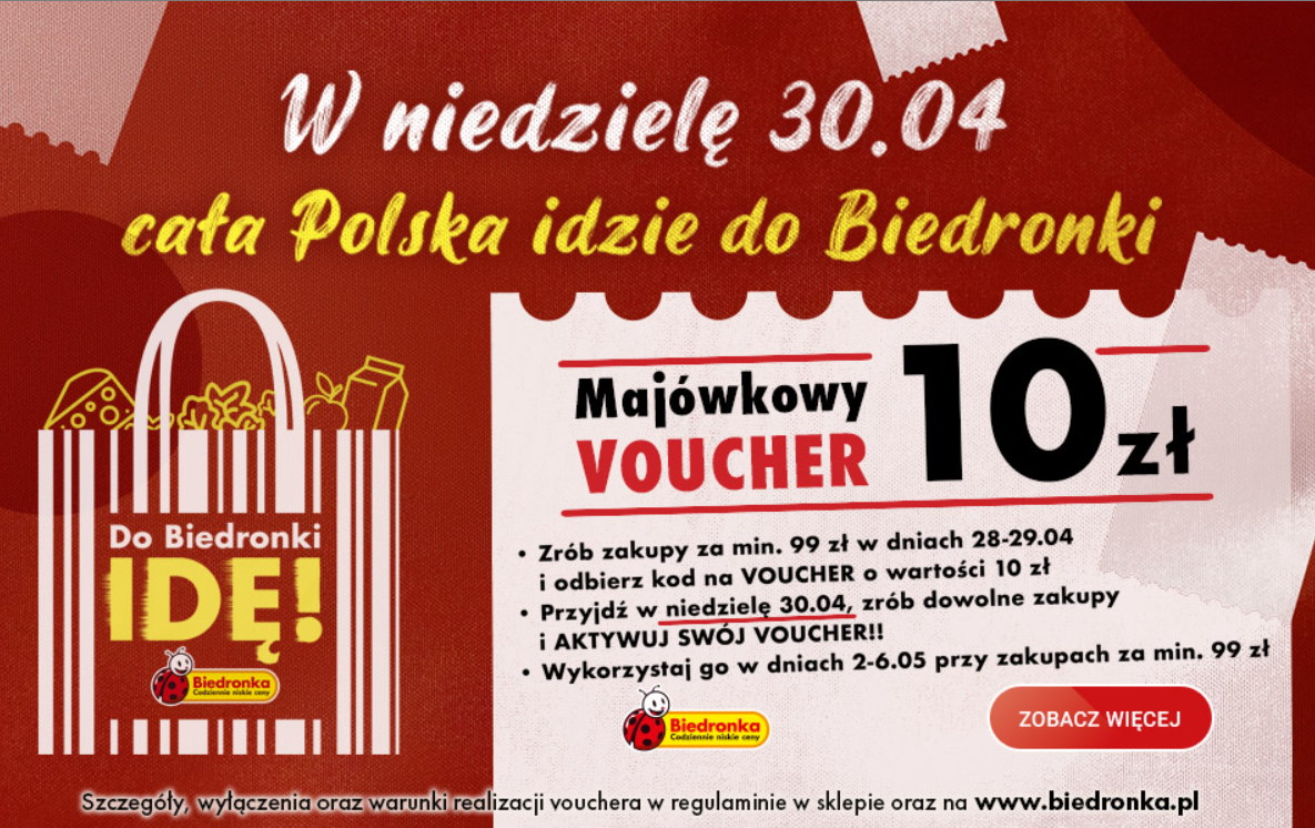 Biedronka chce przyciągnąć "całą Polskę" na zakupy w Majówkę! Rozdają ...